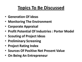 Utsav Mahendra : Generation and screening of project ideas | PPTX