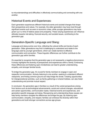 Generation Divide - Varied Perspectives Leading to Generation Gap in ...
