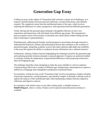 Generation Gap Essay | PDF