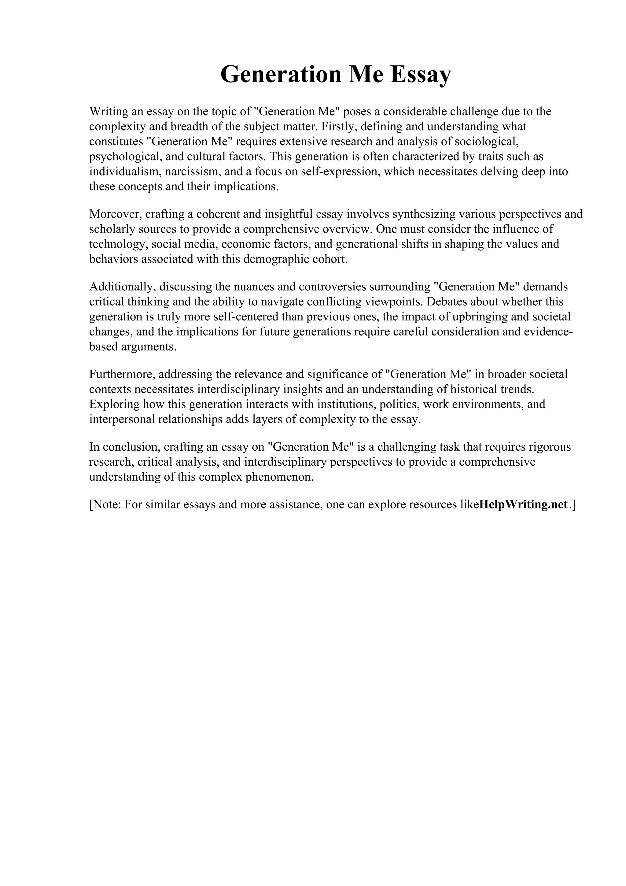 Generation Me Essay | PDF