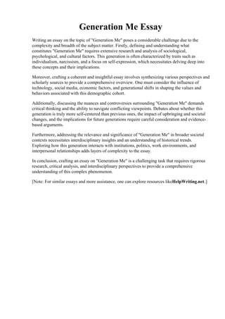 Generation Me Essay | PDF