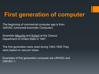 Generation of computer 1st to 5th | PPTX