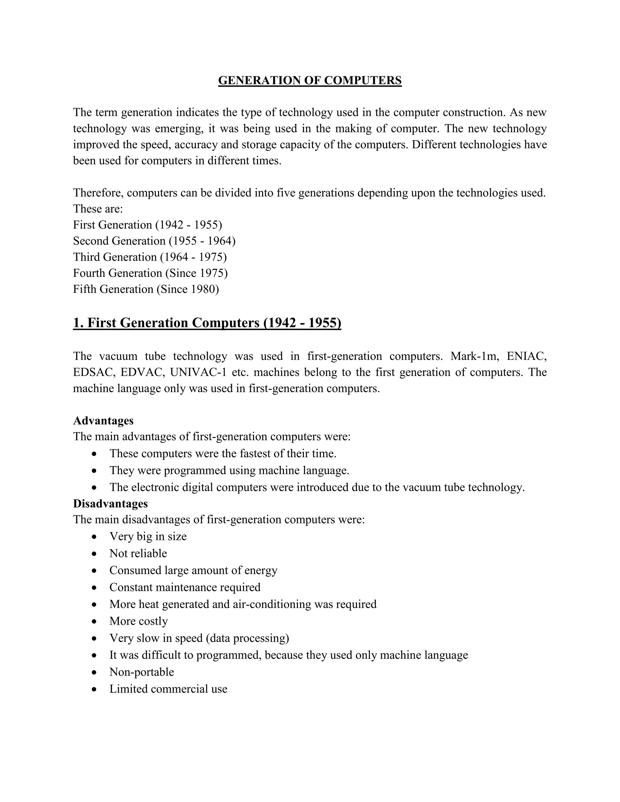 Generation of computers | PDF