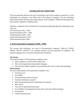 Generation of computers | PDF
