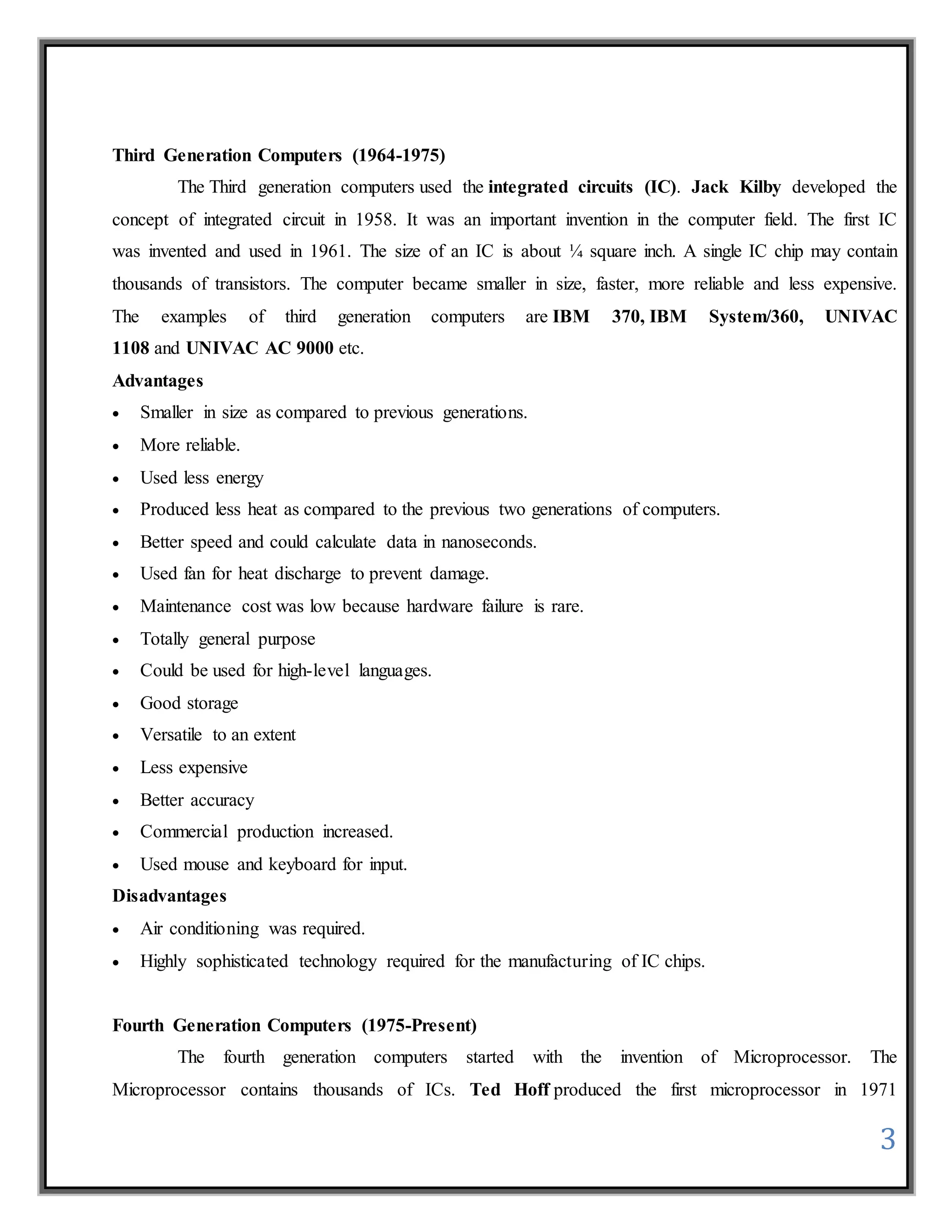 Generation of computers | DOCX