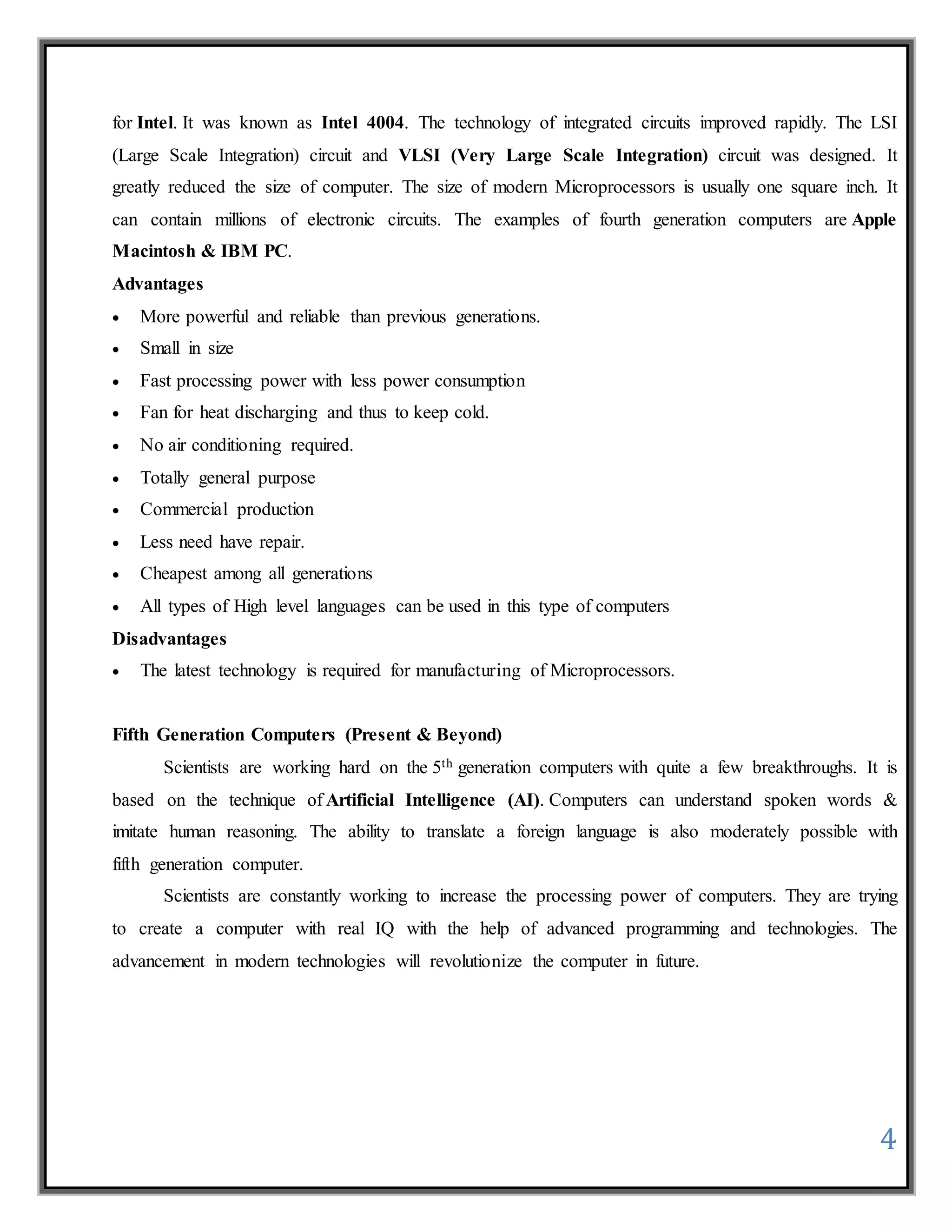 Generation of computers | DOCX