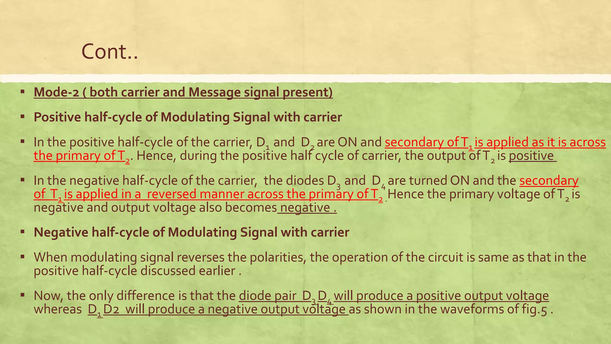 Generation Of Dsb Sc Using Diode Ring Modulator Or Chopper Modulator Pptx
