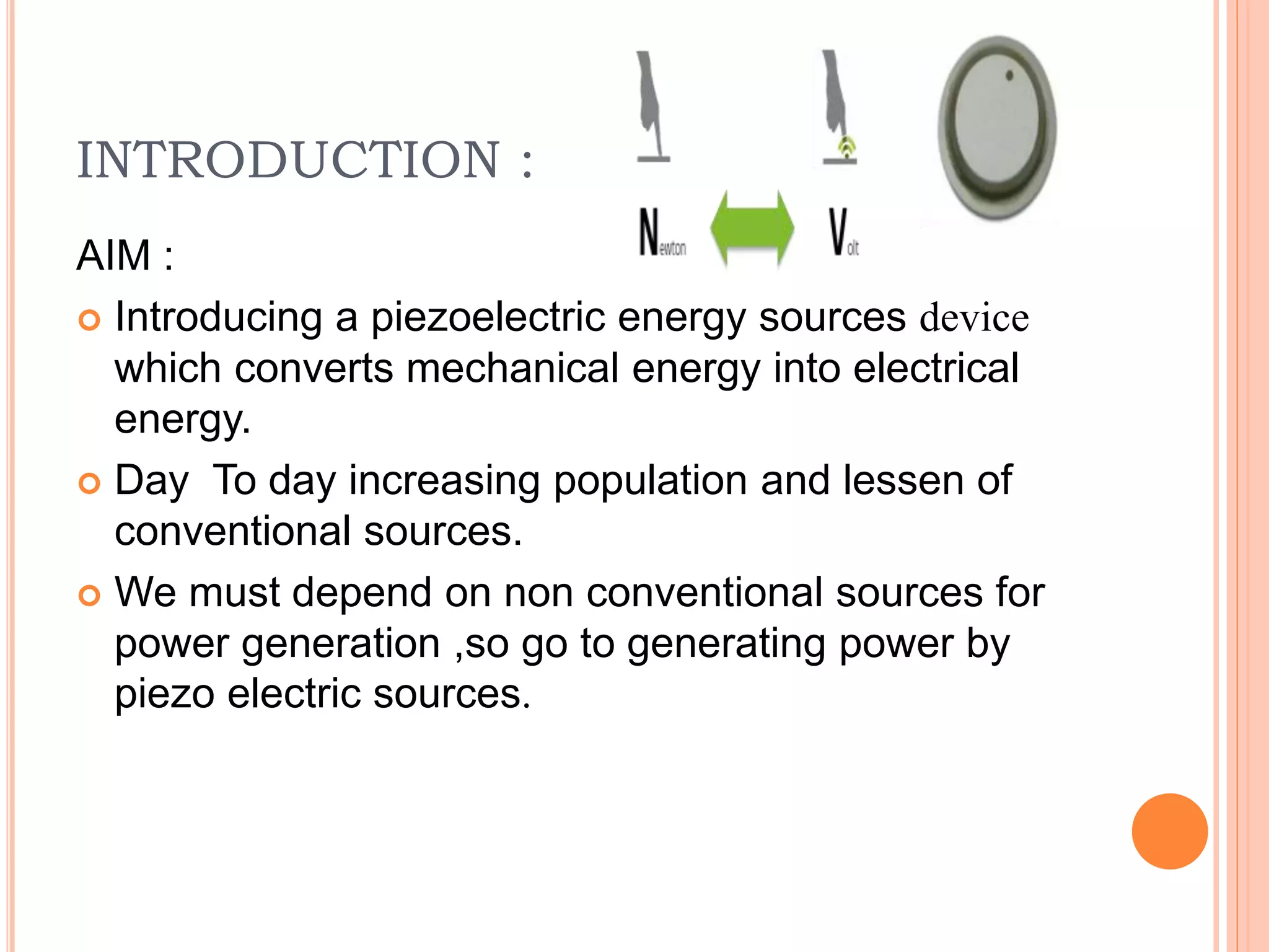 Generation of electricity from walking on floors using piezo | PPTX