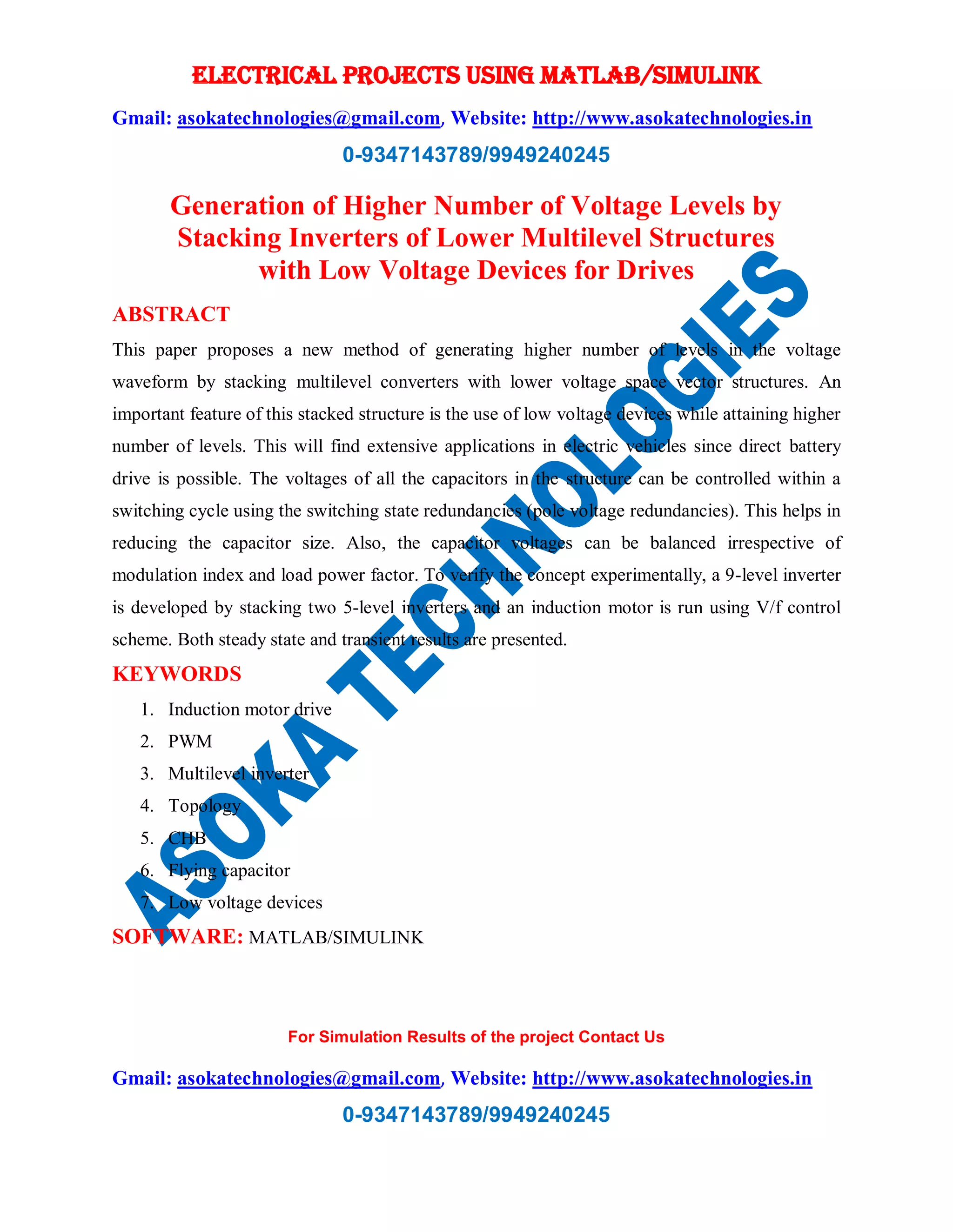 Generation of Higher Number of Voltage Levels by Stacking Inverters of ...