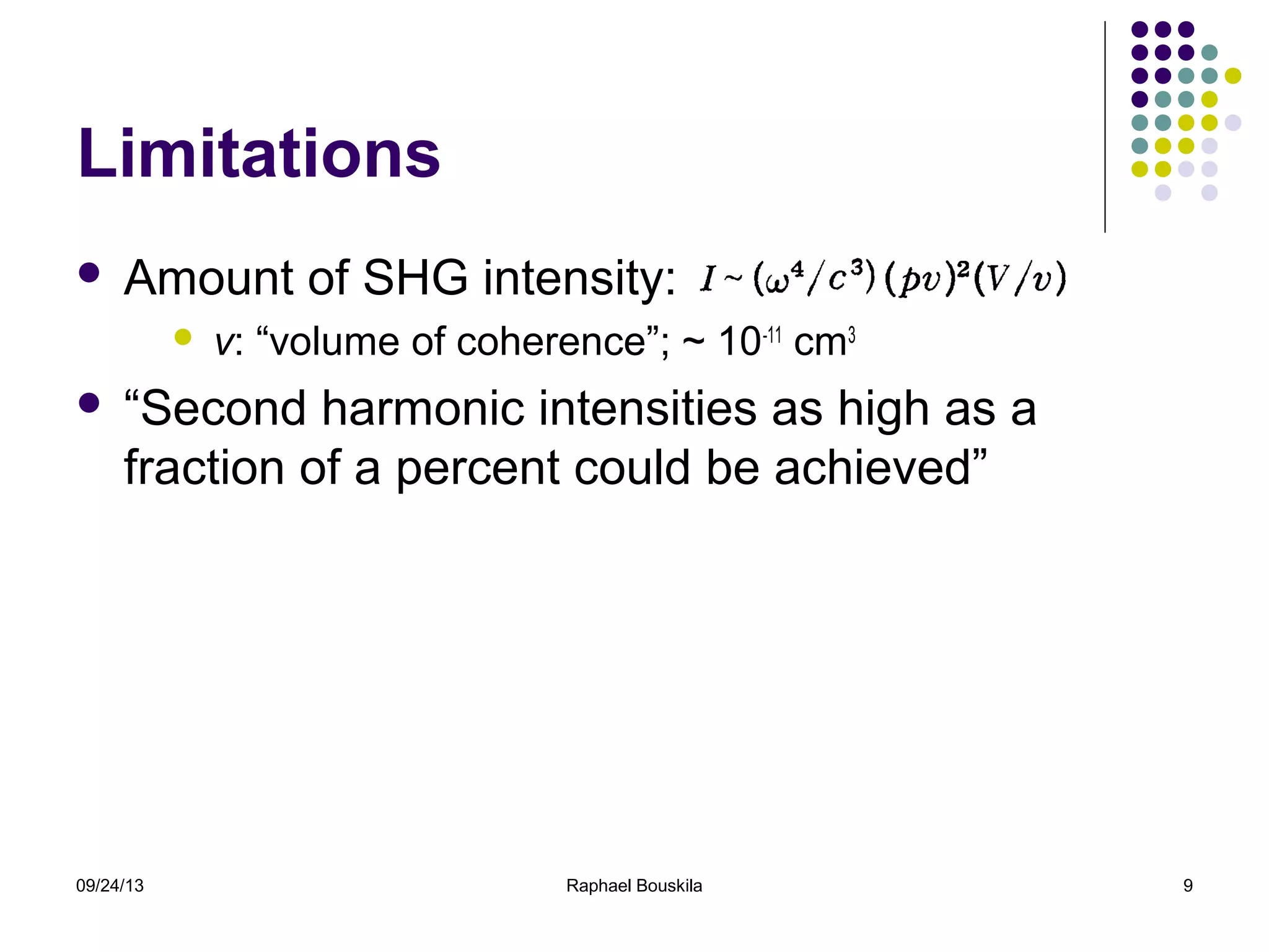 Generation of optical harmonics | PPT