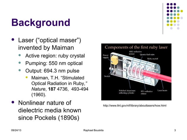 Generation of optical harmonics | PPT | Physics | Science