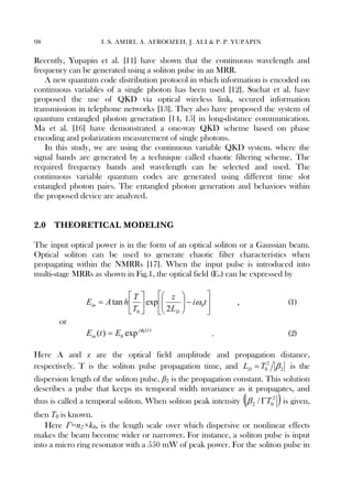 Generation of quantum codes using up and down link optical soliton | PDF | Physics | Science