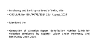 Generation of VRN for valuation conducted by RV | PPT