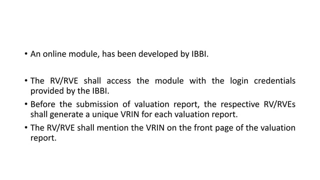 Generation of VRN for valuation conducted by RV | PPT