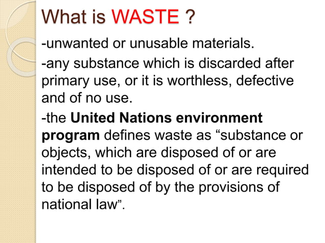 Generation of waste | PPTX