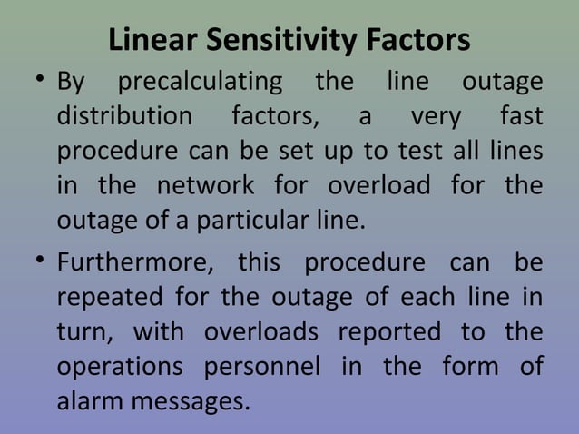 Generation Shift Factor And Line Outage Factor Ppt Science