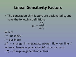 Generation shift factor and line outage factor | PPT