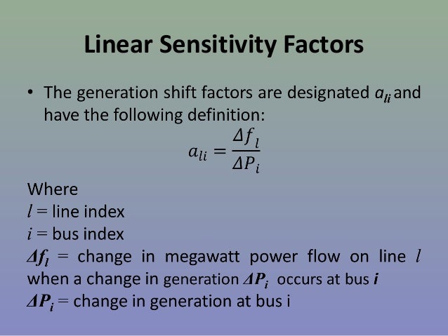 Generation Shift Factor And Line Outage Factor