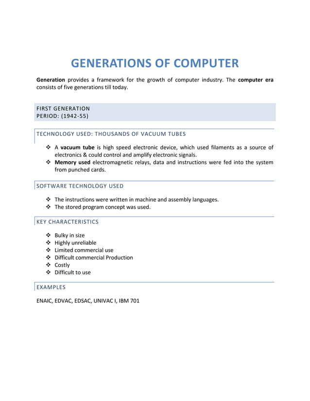 Generations of computer | PDF