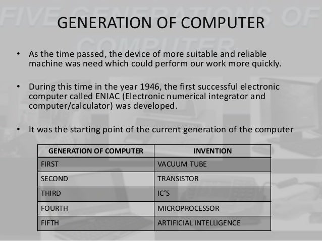 Generations of computer