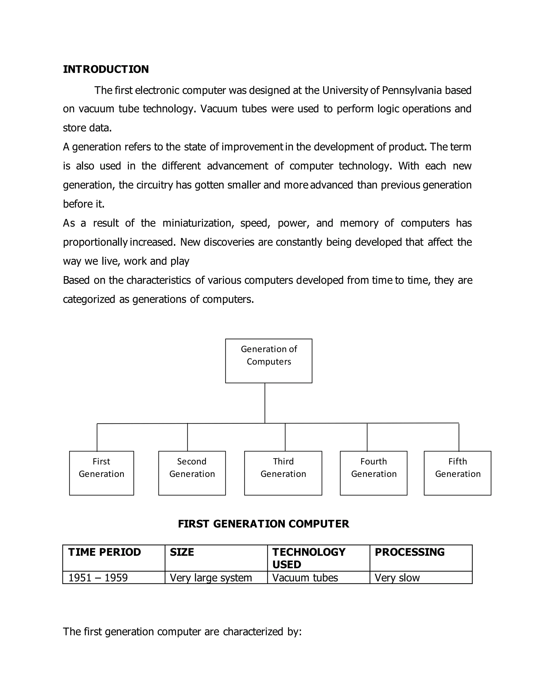 Generations of computers | DOCX