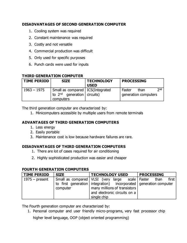 Generations of computers | DOCX | Computing | Technology & Computing