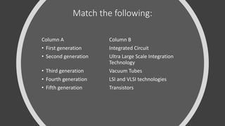 Generations of computers | PPTX | Computing | Technology & Computing