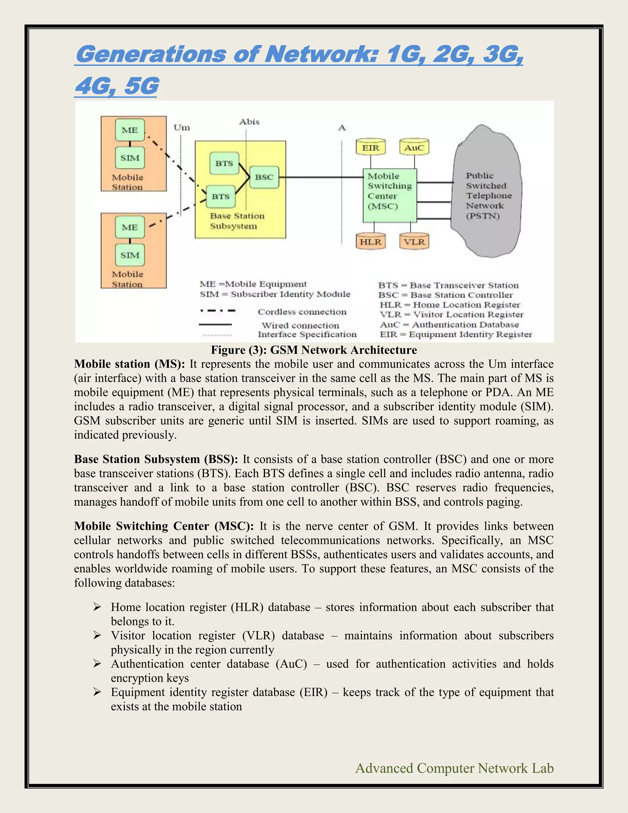 Generations of network 1 g, 2g, 3g, 4g, 5g | DOCX