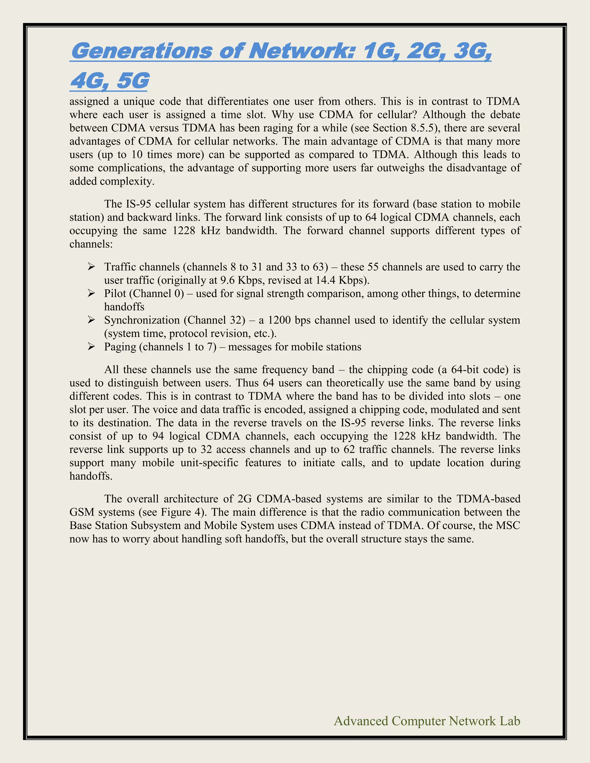 Generations of network 1 g, 2g, 3g, 4g, 5g | DOCX