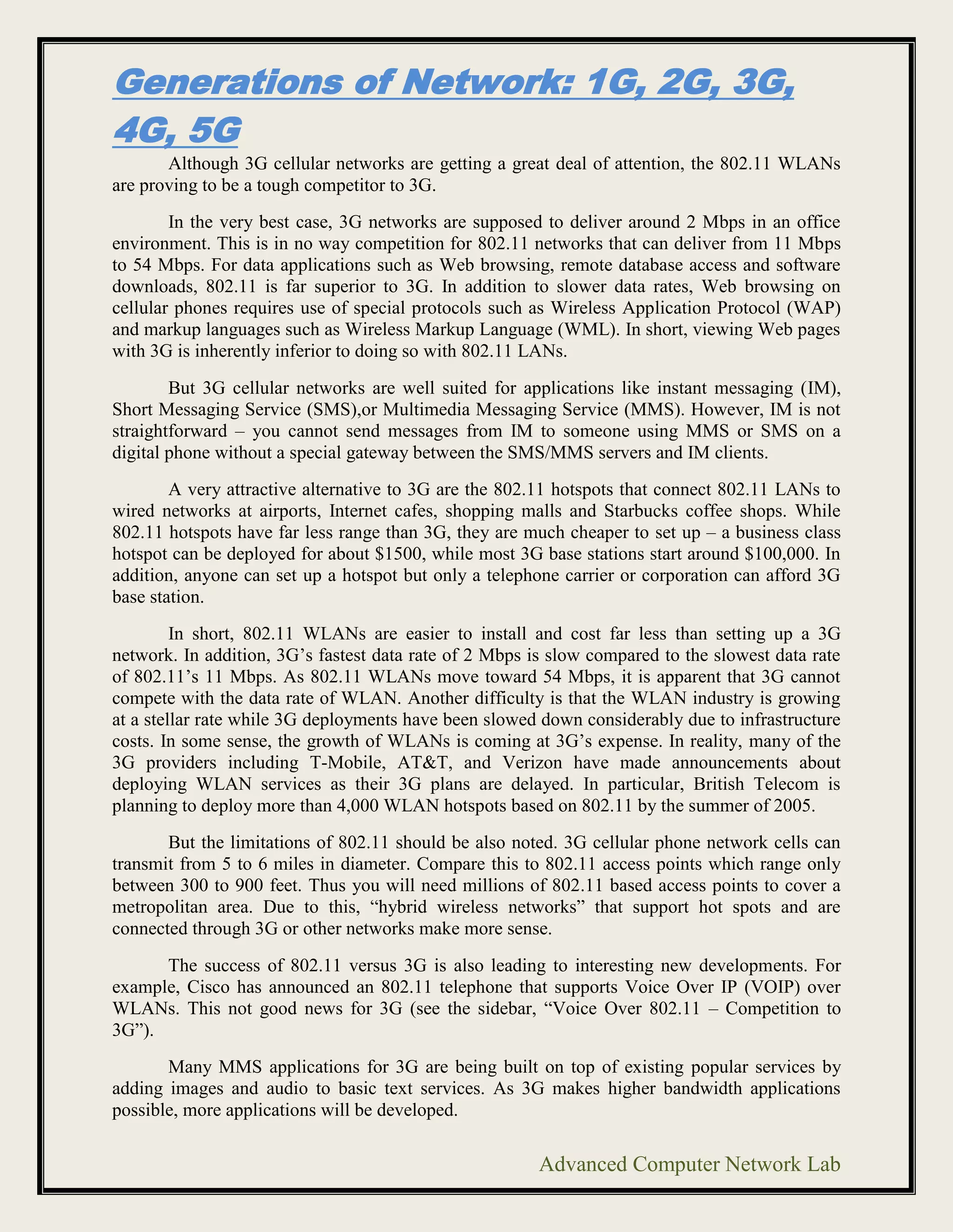 Generations of network 1 g, 2g, 3g, 4g, 5g | DOCX