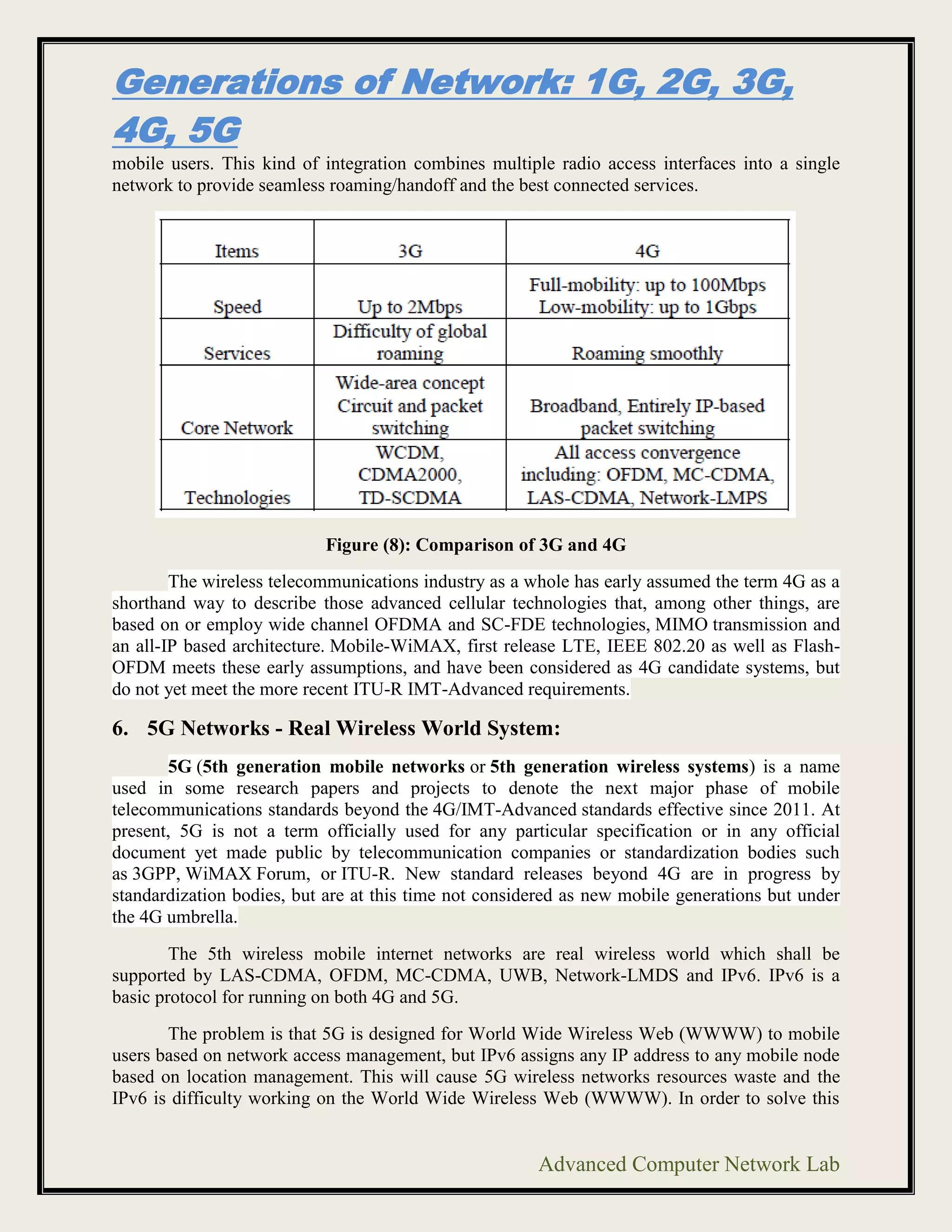Generations of network 1 g, 2g, 3g, 4g, 5g | DOCX