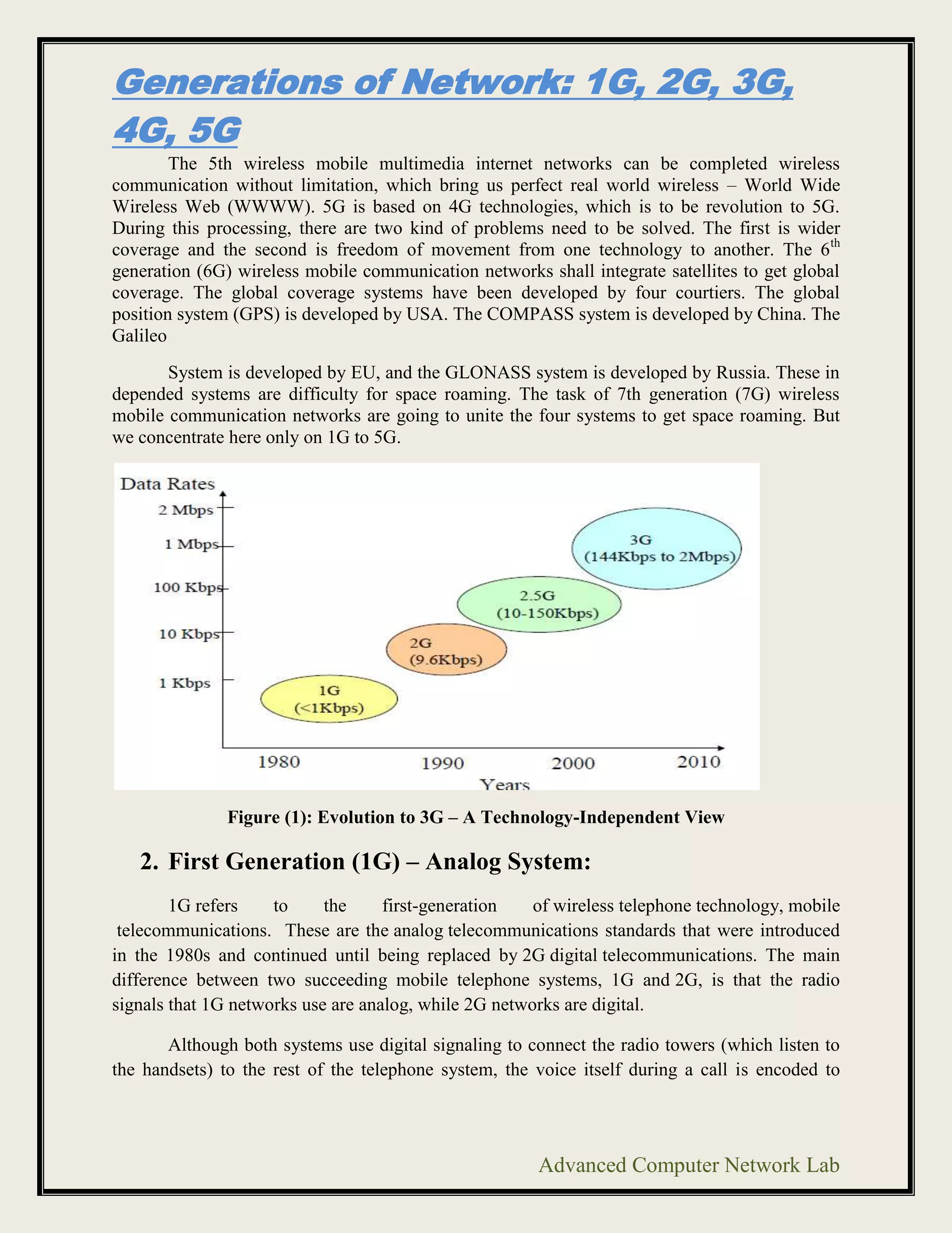 Generations of network 1 g, 2g, 3g, 4g, 5g | DOCX