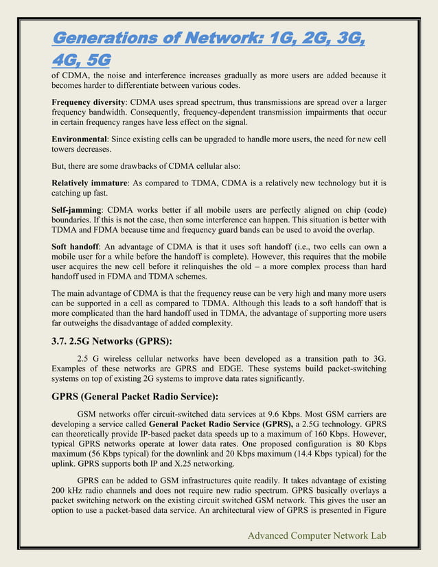 Generations of network 1 g, 2g, 3g, 4g, 5g | DOCX
