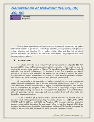 Generations of network 1 g, 2g, 3g, 4g, 5g | DOCX