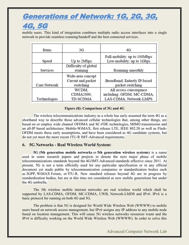 Generations of network 1 g, 2g, 3g, 4g, 5g | DOCX