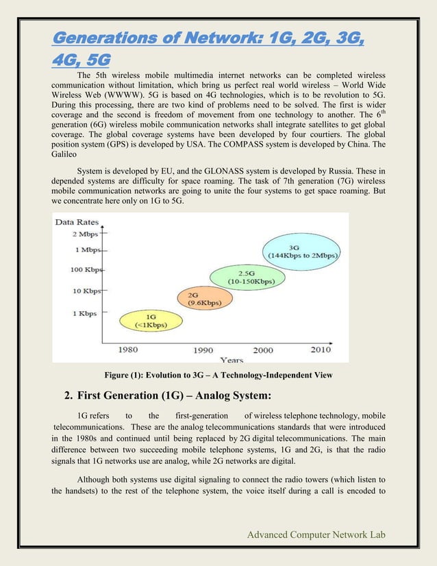 Generations of network 1 g, 2g, 3g, 4g, 5g | DOCX