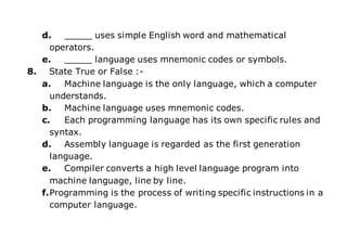 Generations of programming language | DOCX