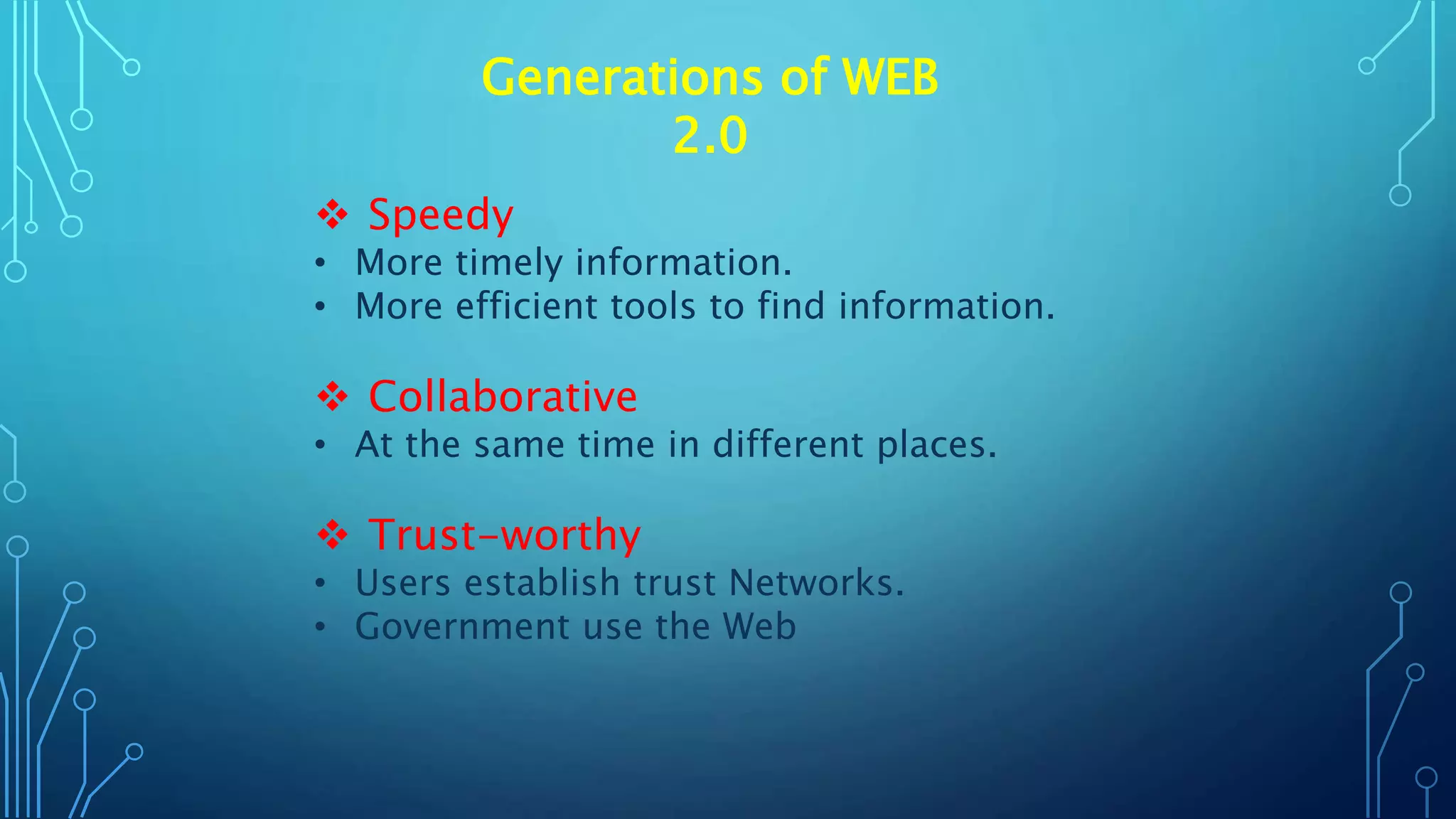 Generations of web 1.0, 2.0 and 3.0 | PPTX