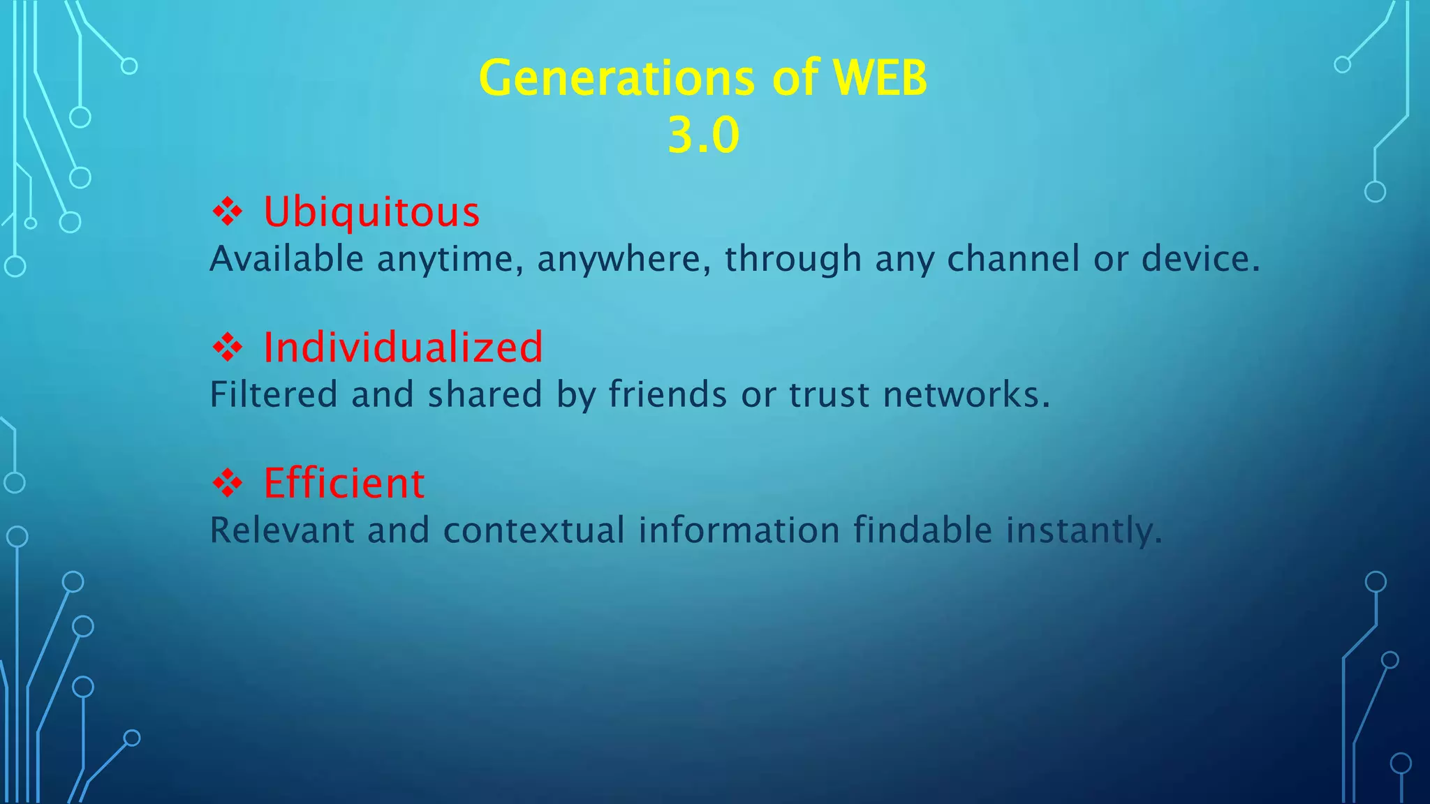Generations of web 1.0, 2.0 and 3.0 | PPTX