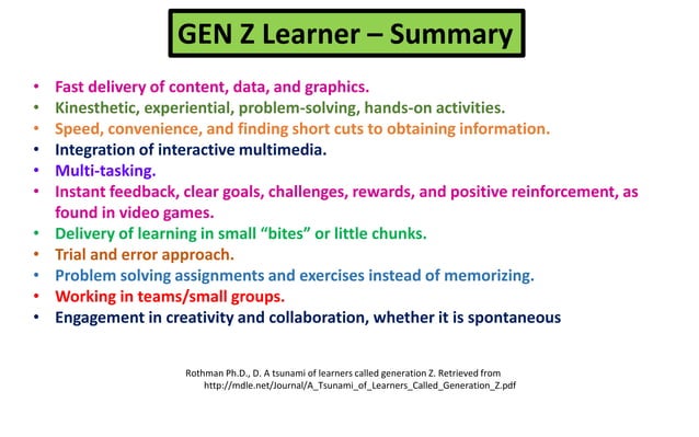 Generation Z - Reaching and Teaching in an Online Environment | PPTX