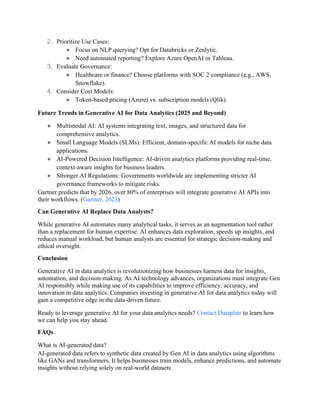 Mastering Generative AI for Advanced Data Analytics: Next-Gen AI Strategies, Tools & Use Cases ...