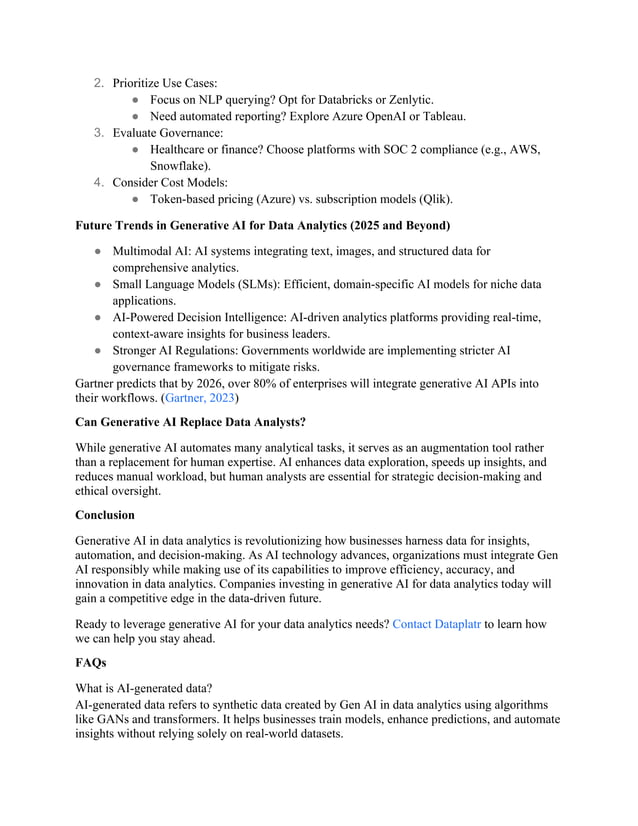 Mastering Generative AI for Advanced Data Analytics: Next-Gen AI Strategies, Tools & Use Cases | PDF