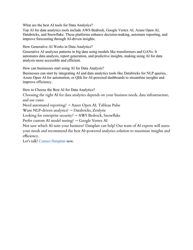 Mastering Generative AI for Advanced Data Analytics: Next-Gen AI Strategies, Tools & Use Cases | PDF