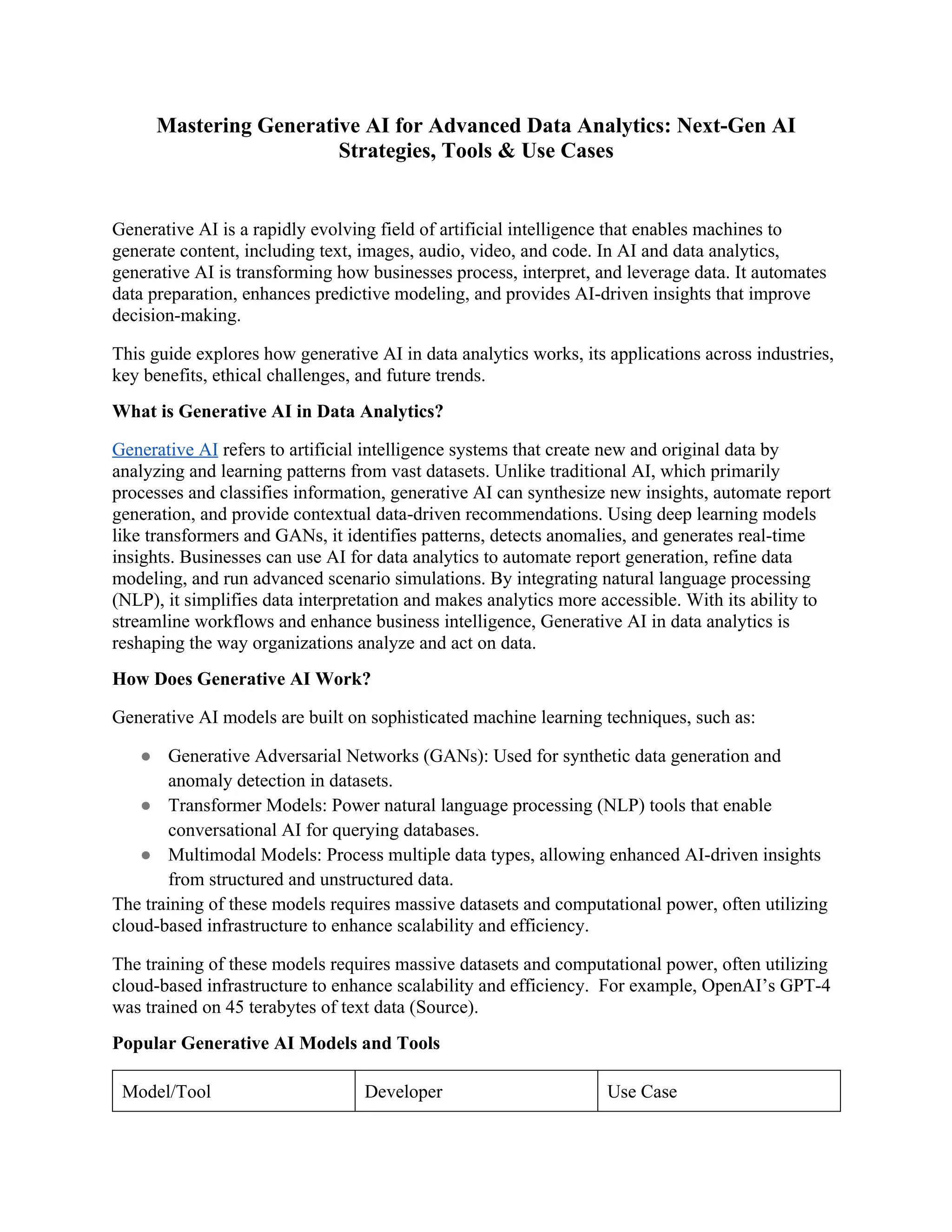 Mastering Generative AI for Advanced Data Analytics: Next-Gen AI ...