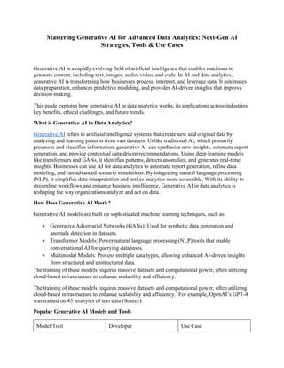 Mastering Generative AI for Advanced Data Analytics: Next-Gen AI ...