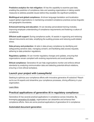 Generative AI for compliance An overview.pdf | Financial Regulation ...