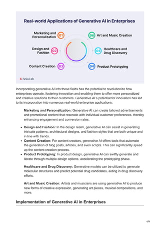 Applications of Generative AI in Enterprises | PDF