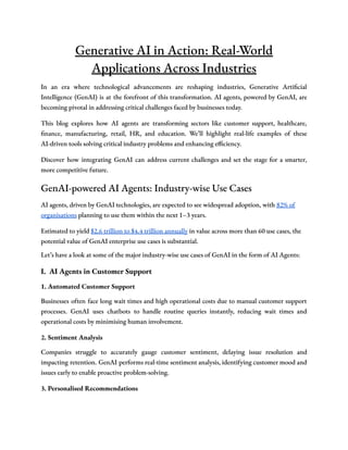 Generative AI in Action: Real-World Applications Across Industries ...