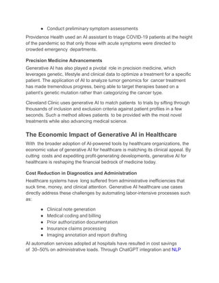 Generative AI in Healthcare: Benefits, Use Cases & Challenges | PDF