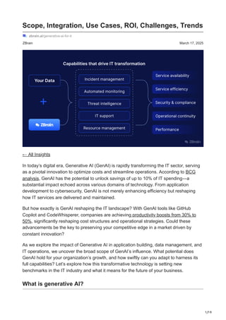 Generative AI in IT Scope, market dynamics, use cases, challenges, ROI and future outlook.pdf